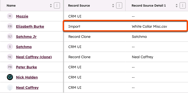 View and use record source properties